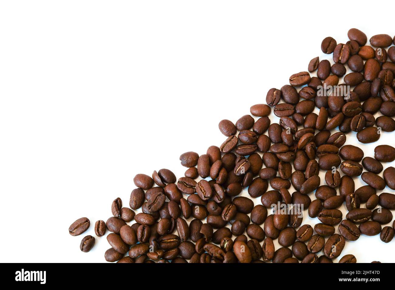 Arabica or robusta Coffee beans isolated on white background with space ...