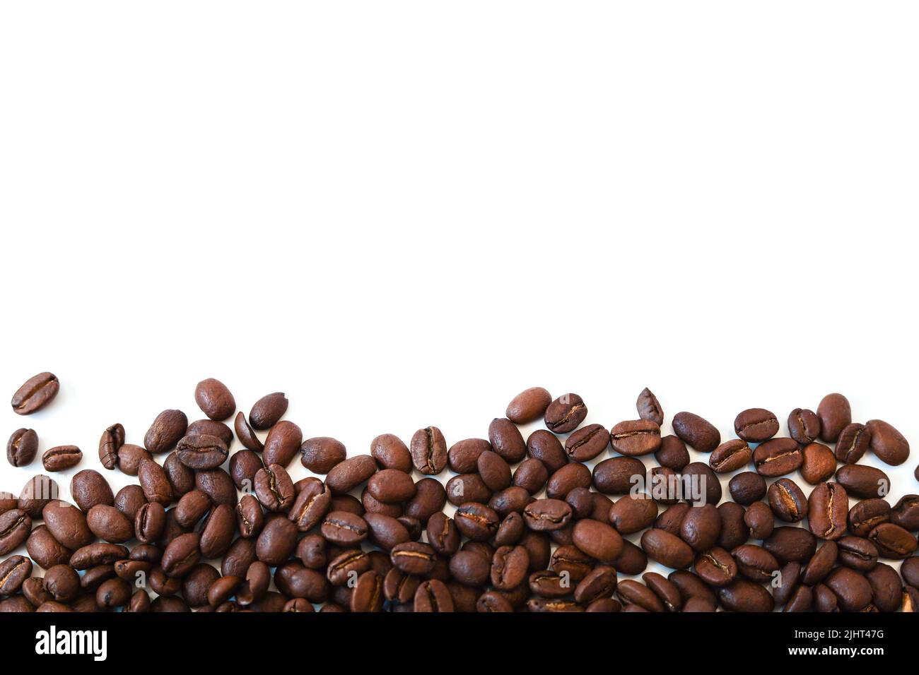 Arabica or robusta Coffee beans isolated on white background with space ...