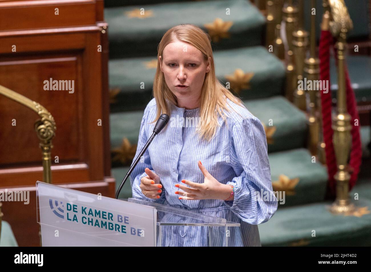 Vooruit's Melissa Depraetere pictured during a plenary session of the ...