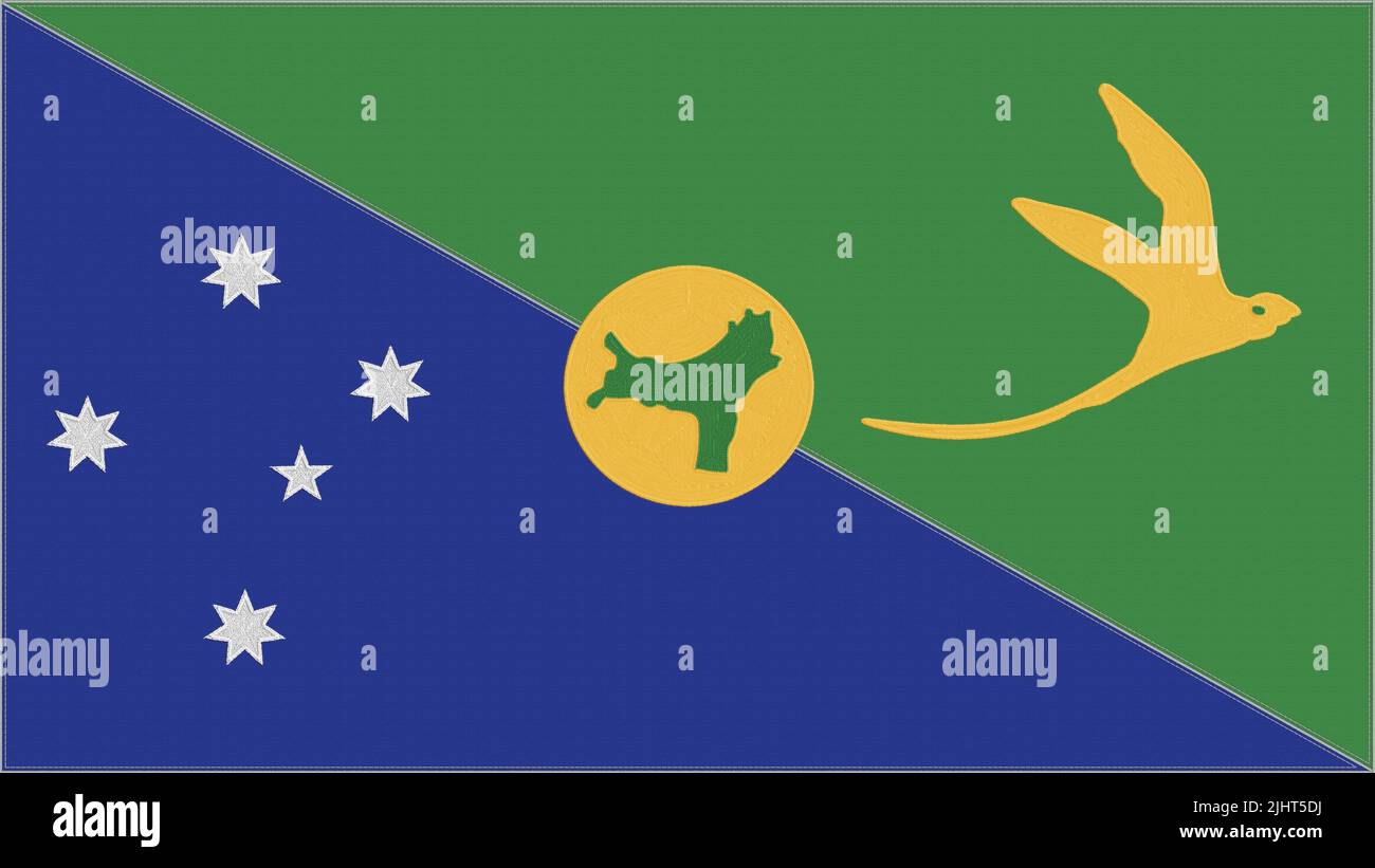 Christmas Island embroidery flag. Emblem stitched fabric. Embroidered ...