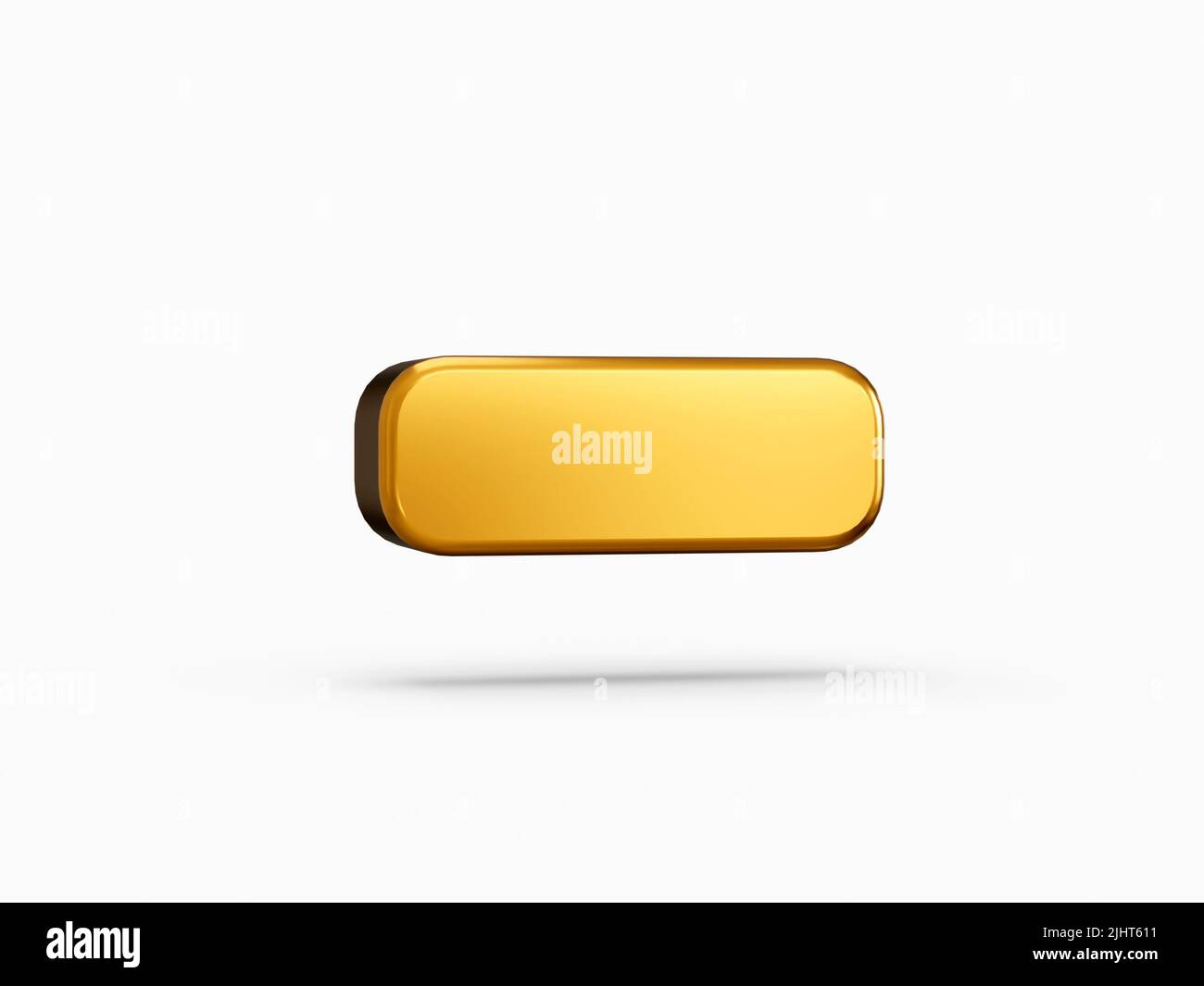Glossy gold Minus symbol on white background. 3d illustration with ...