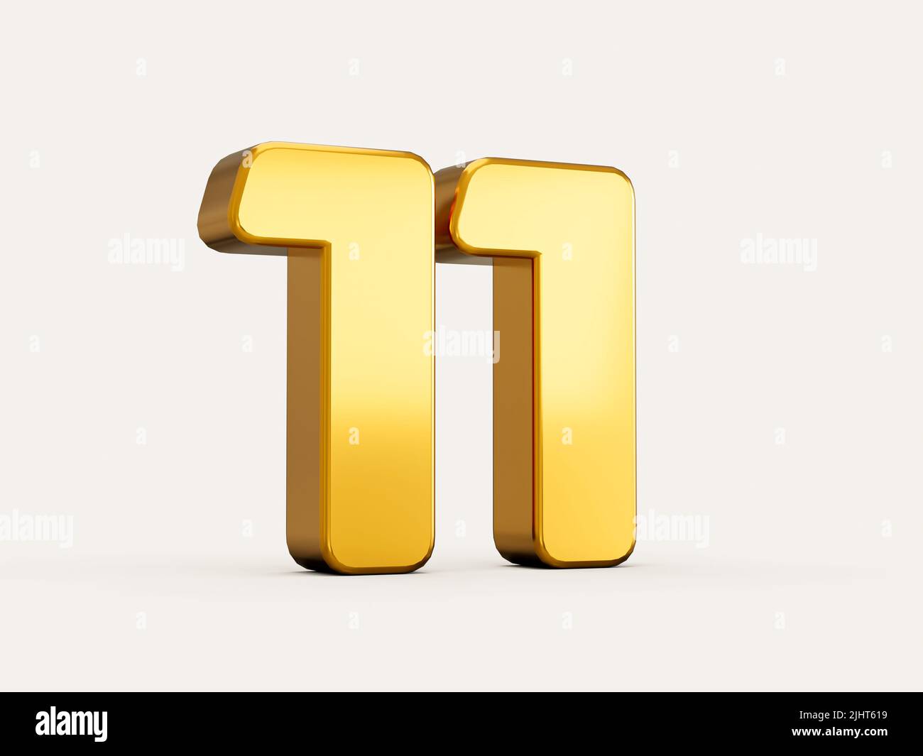 3d illustration of golden number 11 or eleven isolated on beige ...