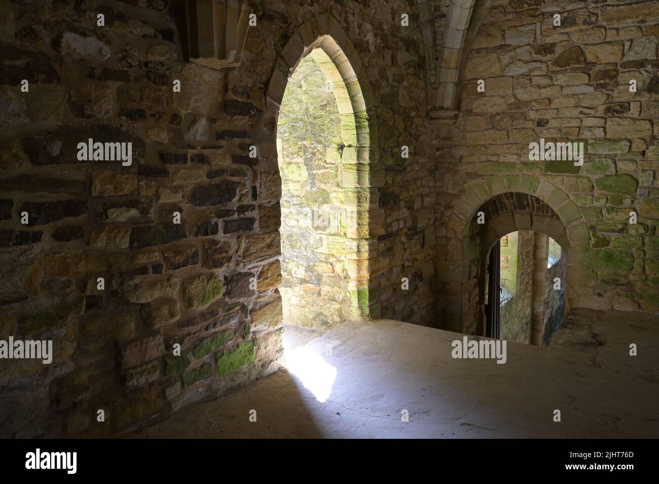 The inside of a Medieval Abbey on a sunlit summer morning Stock Photo ...