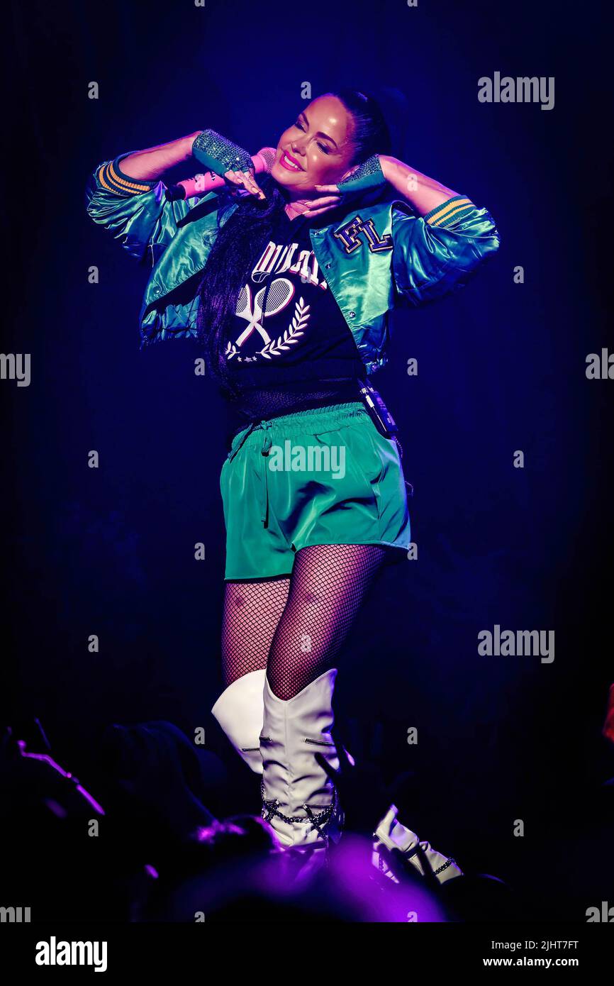 Lene Nystrøm, lead singer of Danish-Norwegian Europop music group Aqua ...