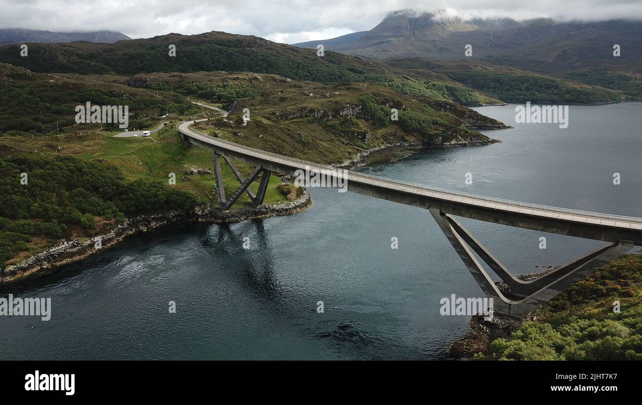 An aerial view of the Kylesku Bridge in Scotland Stock Photo - Alamy