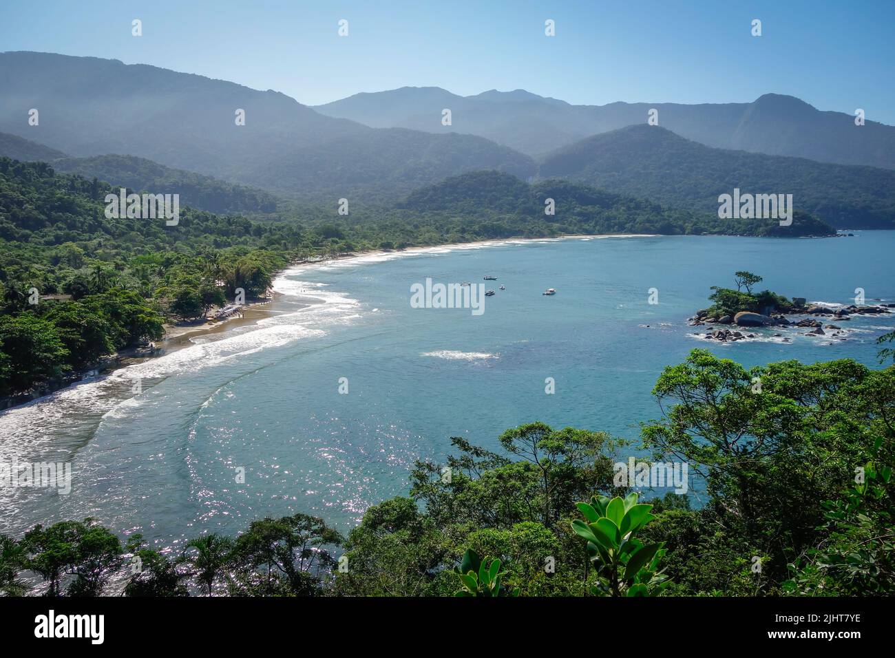 A scenic view of Castelhanos beach in Ilhabela island, Sao Paulo ...