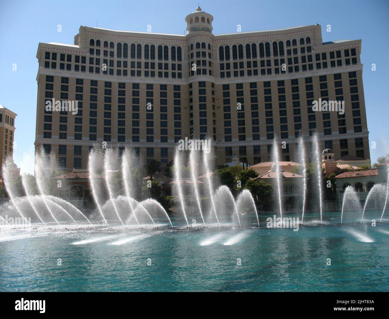 Beautiful fountains in front of the Bellagio Hotel in Las Vegas Stock ...
