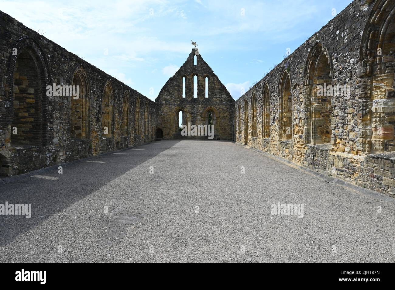 The inside of a roofless Battle Abbey on the site of The Battle of ...
