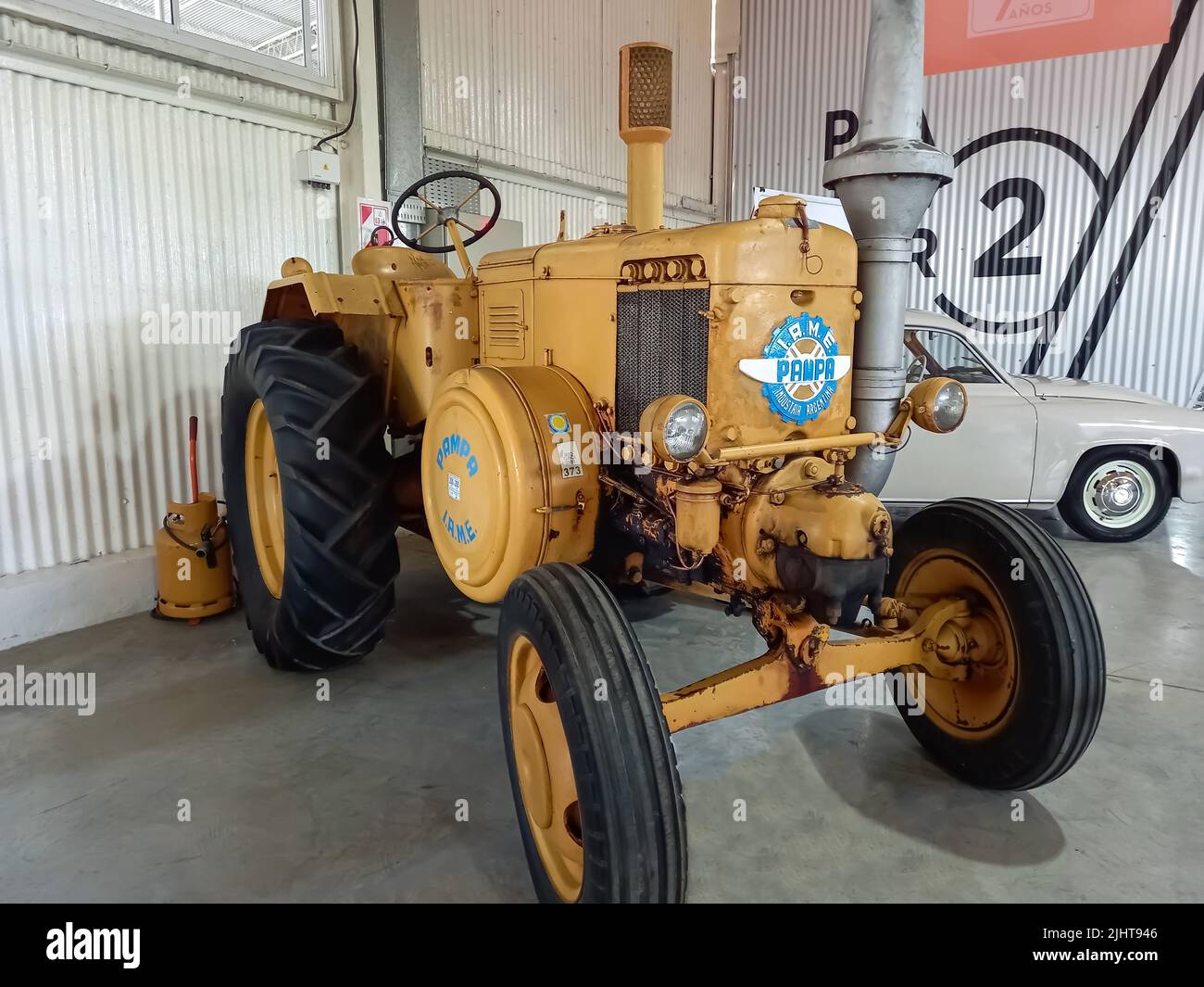 Avellaneda, Argentina - Apr 03, 2022: Old yellow IAME Pampa ...