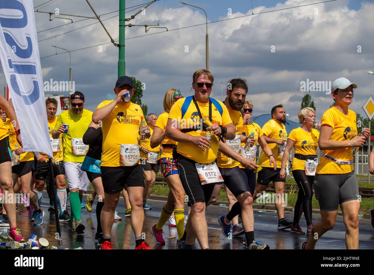 A shot of people running in the Wings for Life World Run in Poznan ...