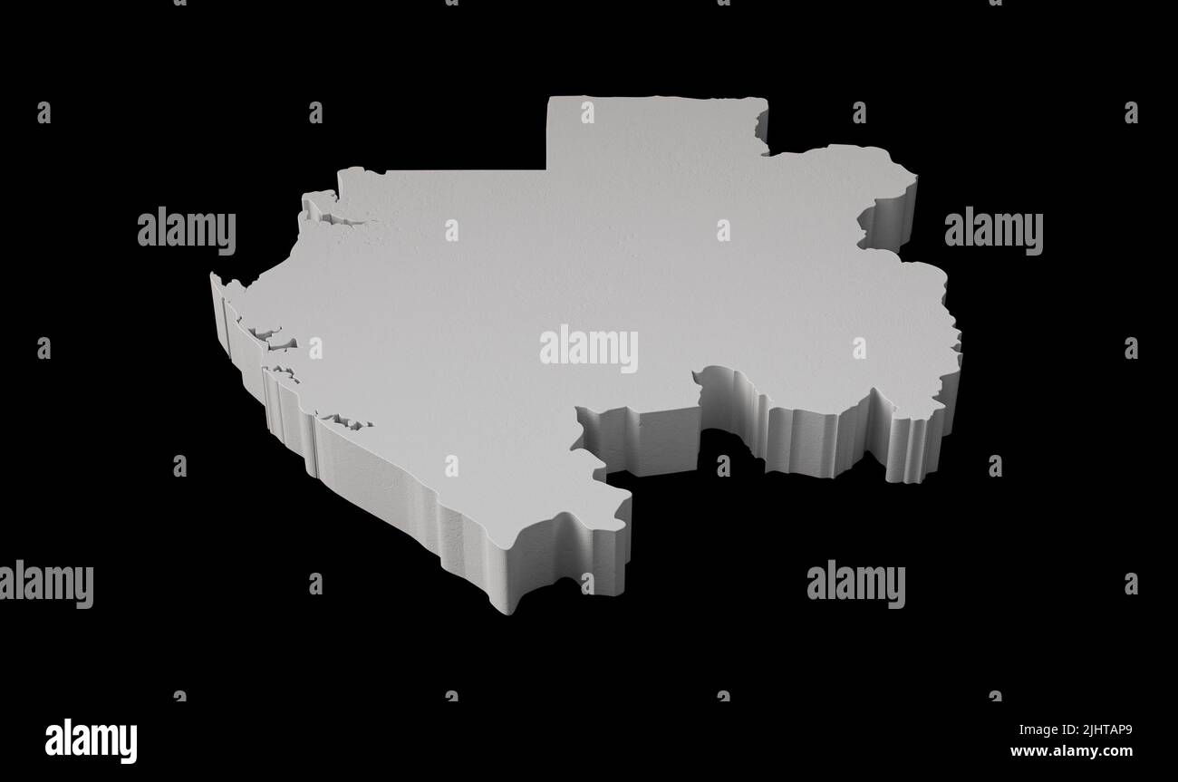 A 3d illustration of the Gabon map on black background Stock Photo - Alamy
