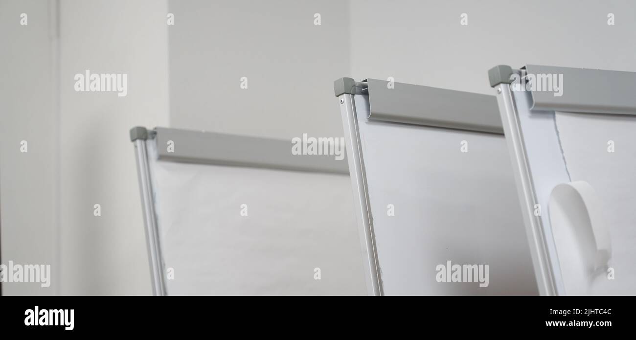 A banner from a row of clean white boards for a business presentation ...