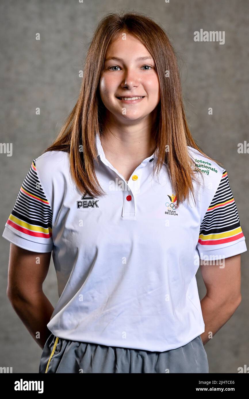 Lola Fache poses during a team building exercise for the athletes ...