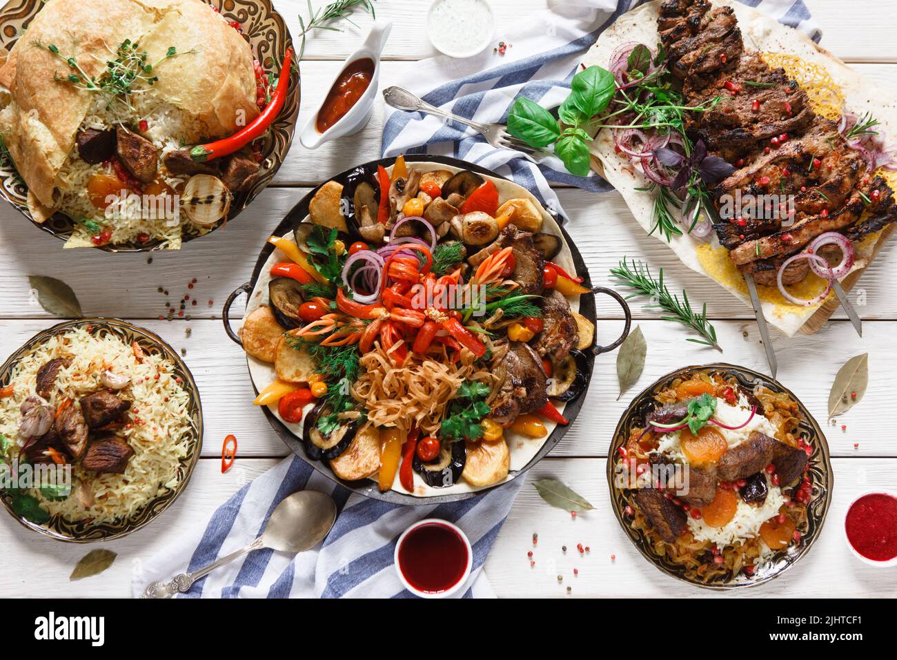 Presentation of variety georgian cuisine Stock Photo - Alamy