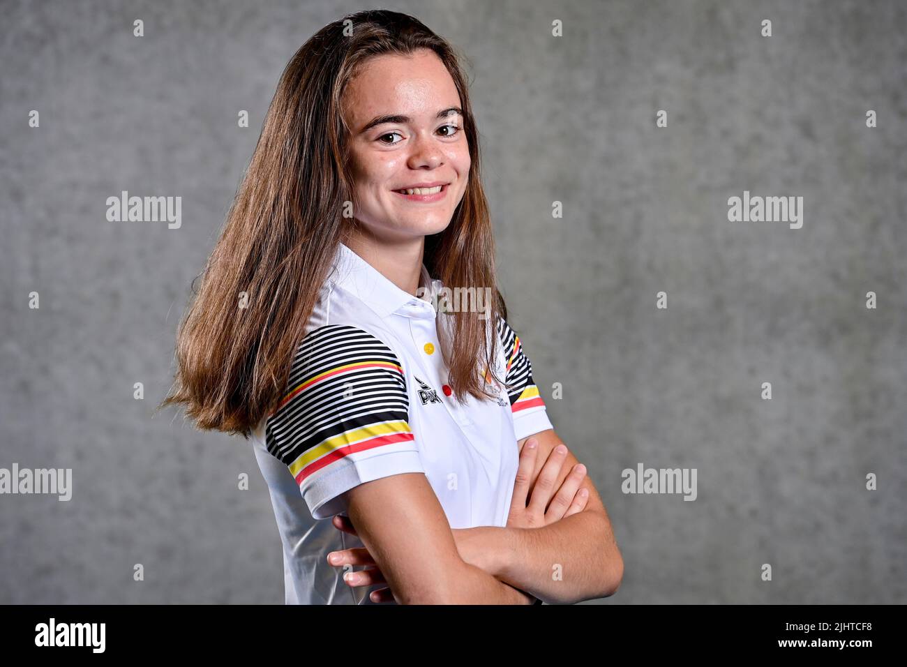Victoria Sibille poses during a team building exercise for the athletes ...