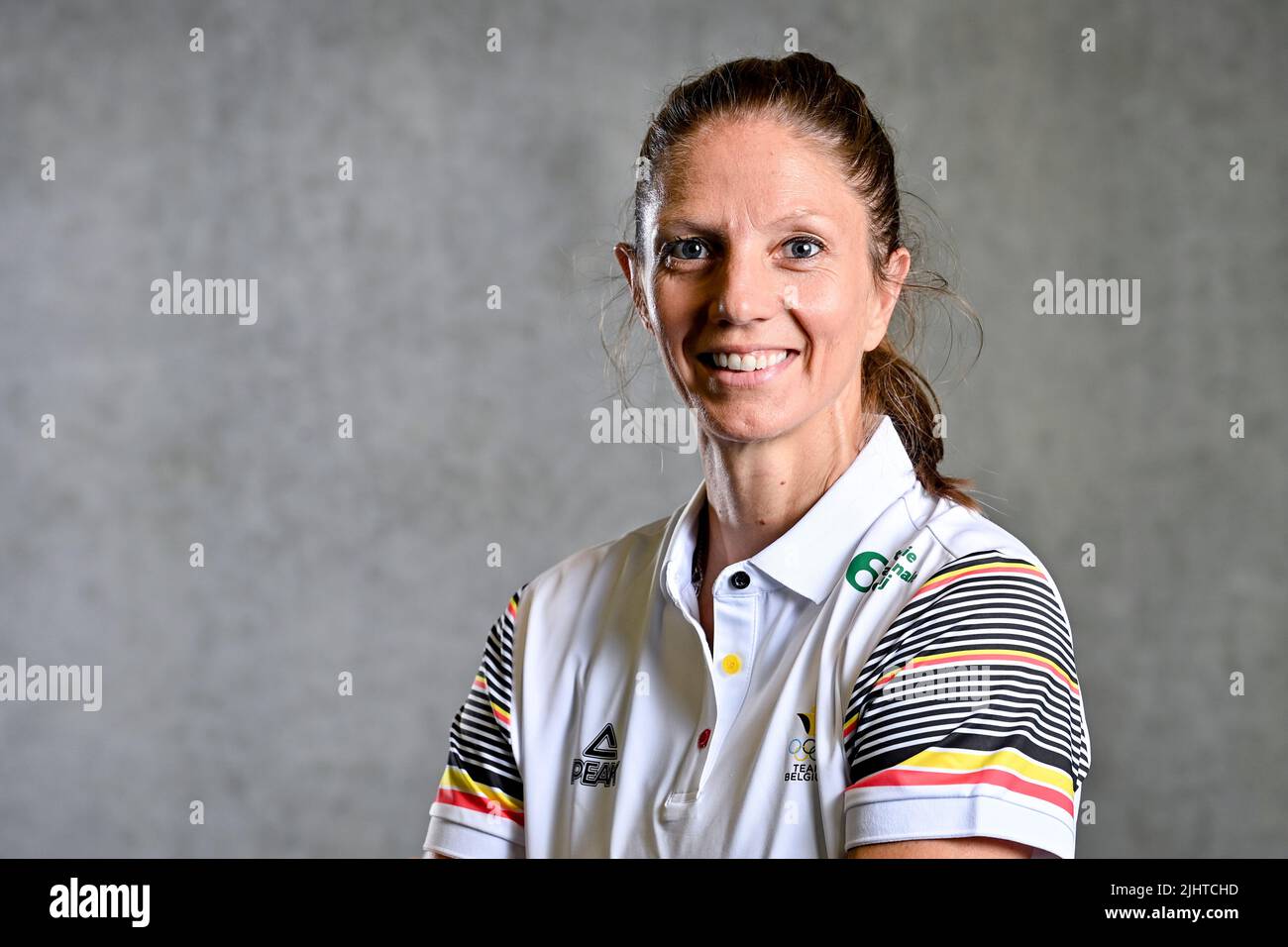 Angie Bland poses during a team building exercise for the athletes ...