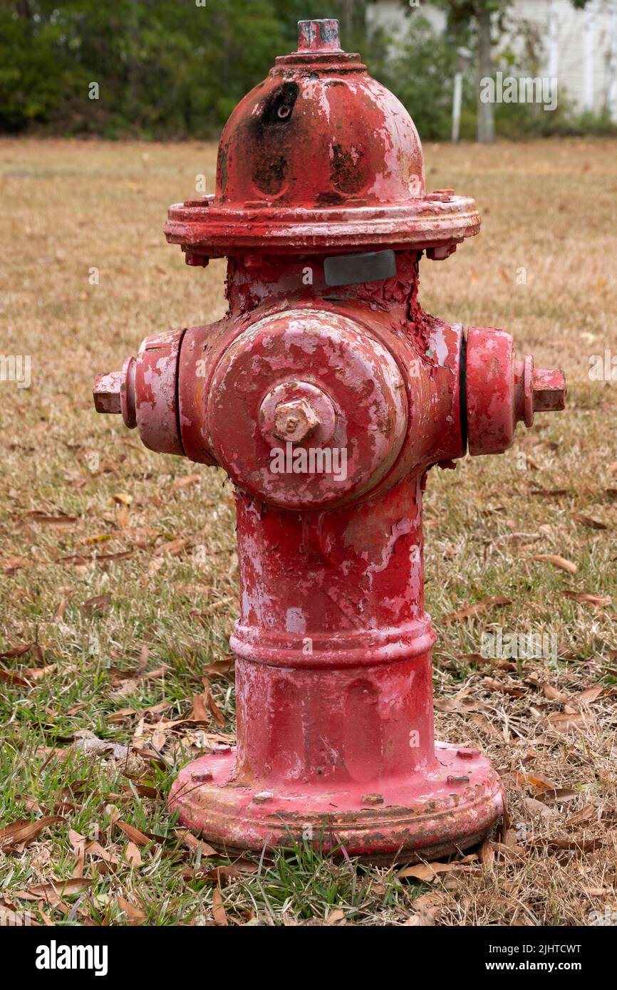 A vertical closeup of paint peeling off of a fire hydrant Stock Photo ...