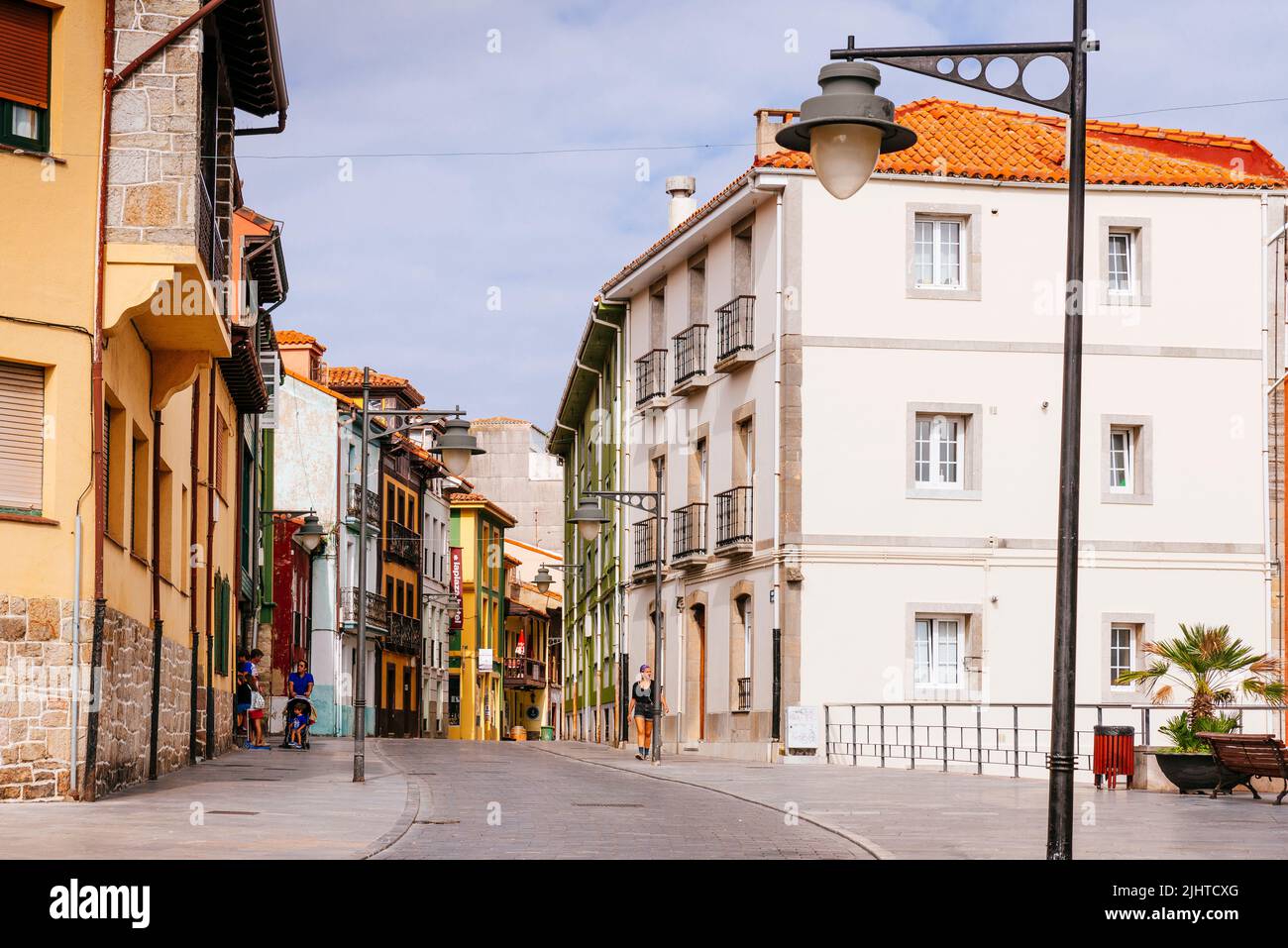 Street of the fishing village of Luanco, Gozón, Principality of ...