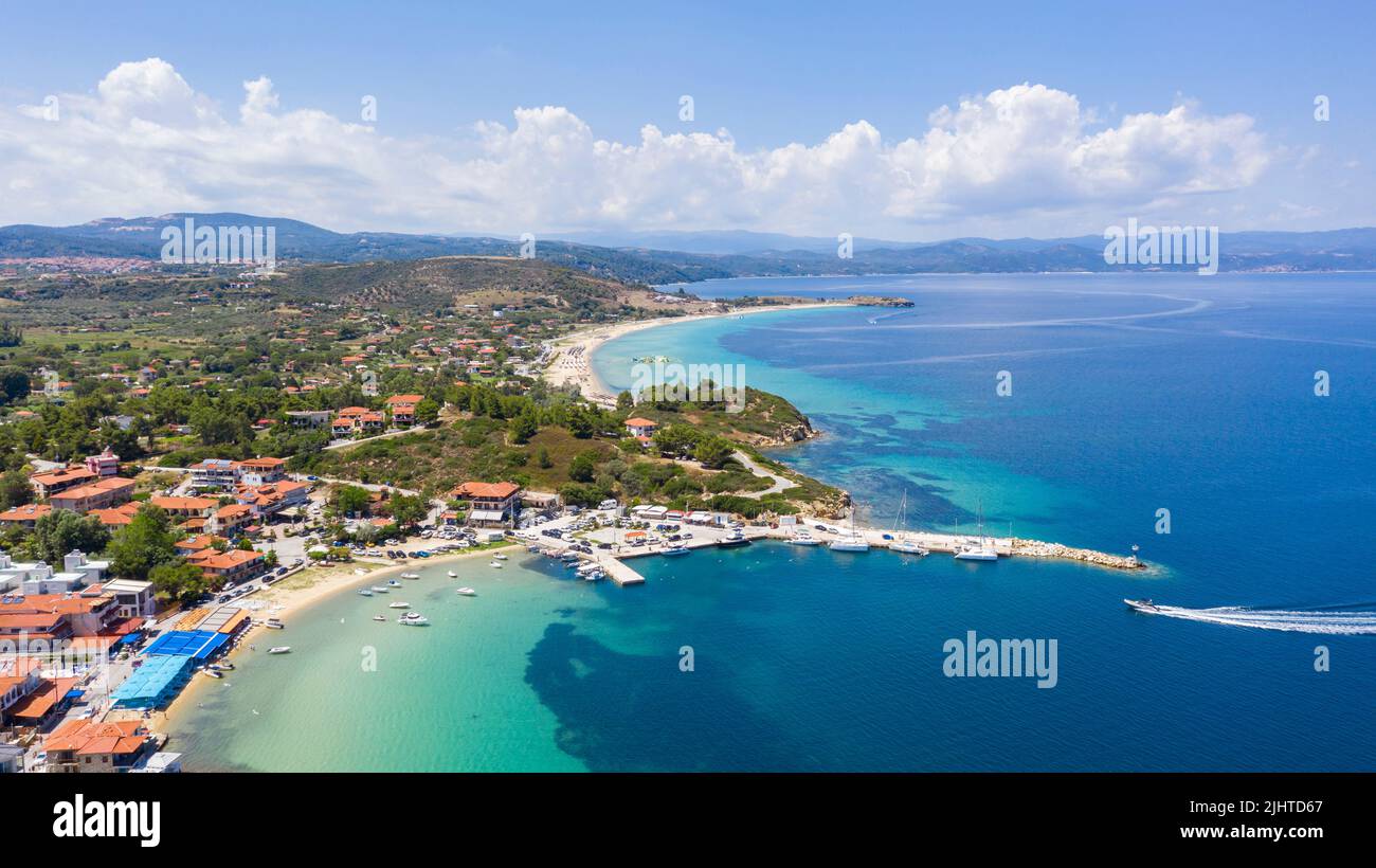 Visit majestic beaches in Greece. Aerial view of the idyllic seascape ...