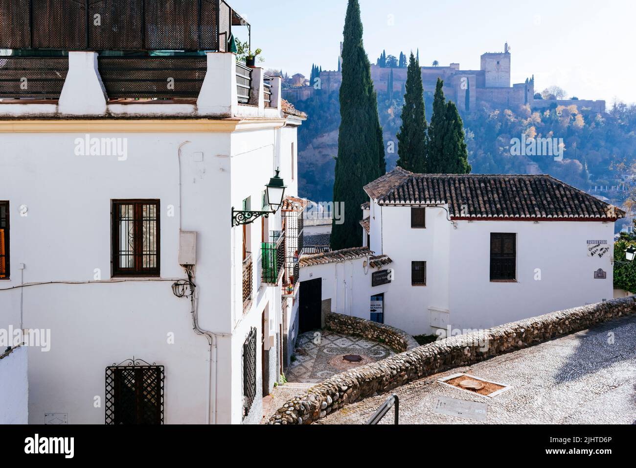 Typical street of the neighborhood. The Albaicín, historically known as ...