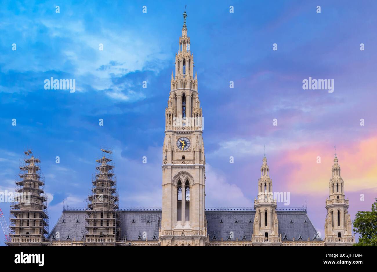 Austria, Vienna City Hall, Wiener Rathaus, at Rathausplatz in historic ...