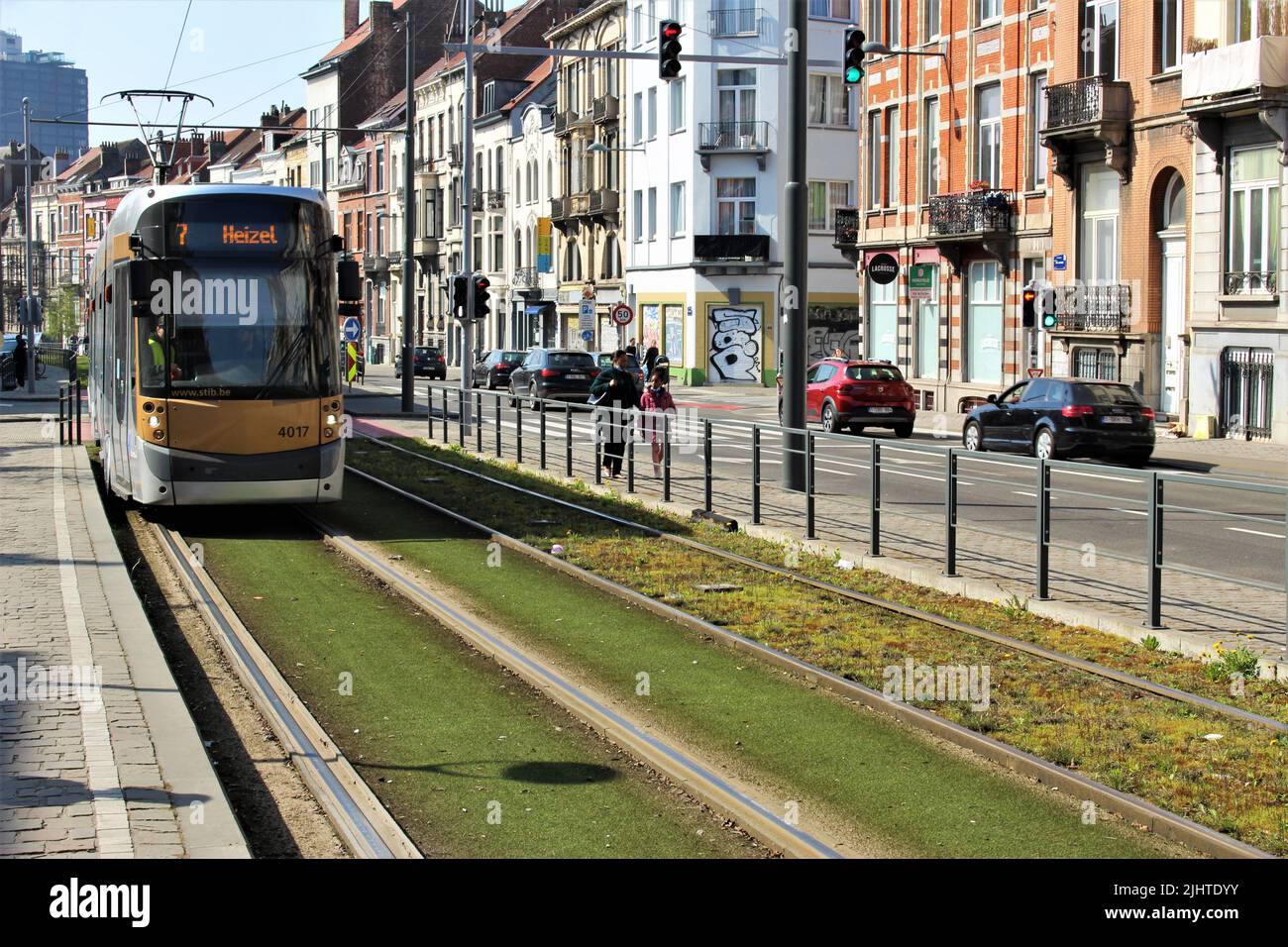 Tram line in Brussels Stock Photo - Alamy