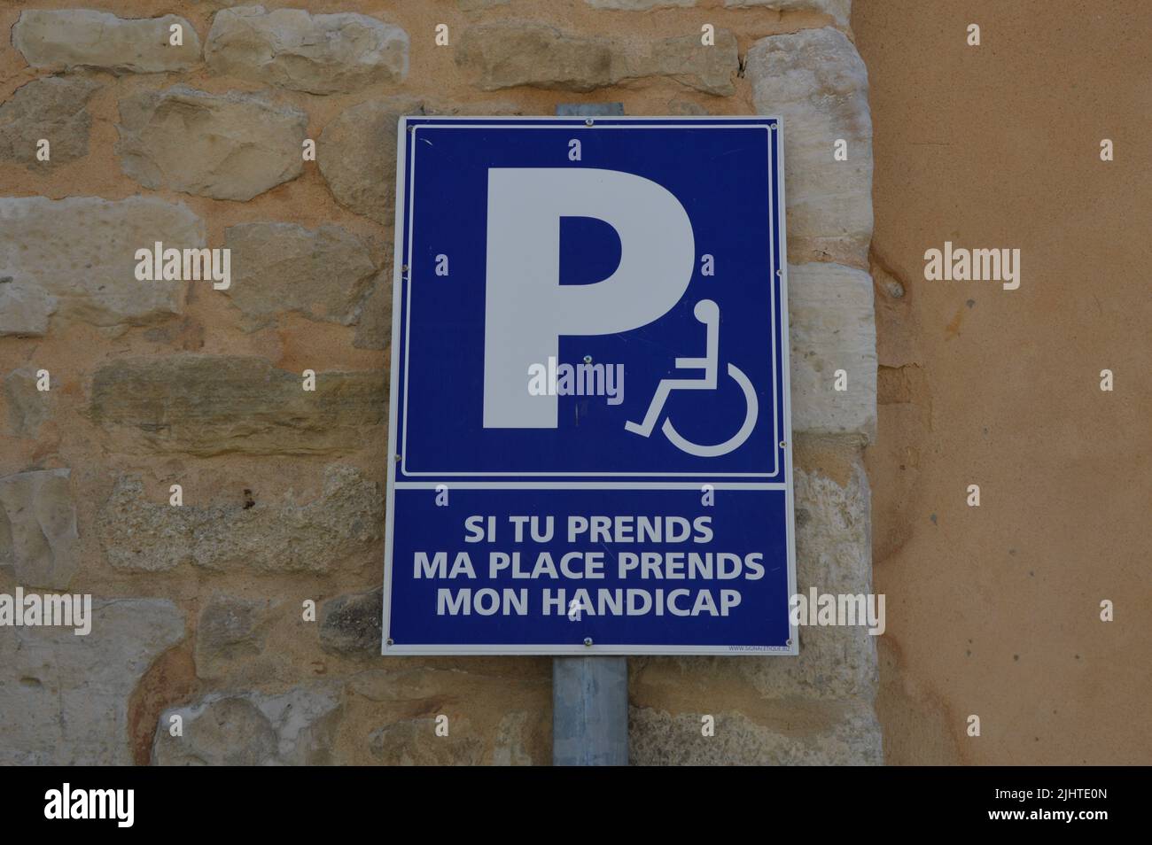 Disabled parking sign from france Stock Photo - Alamy