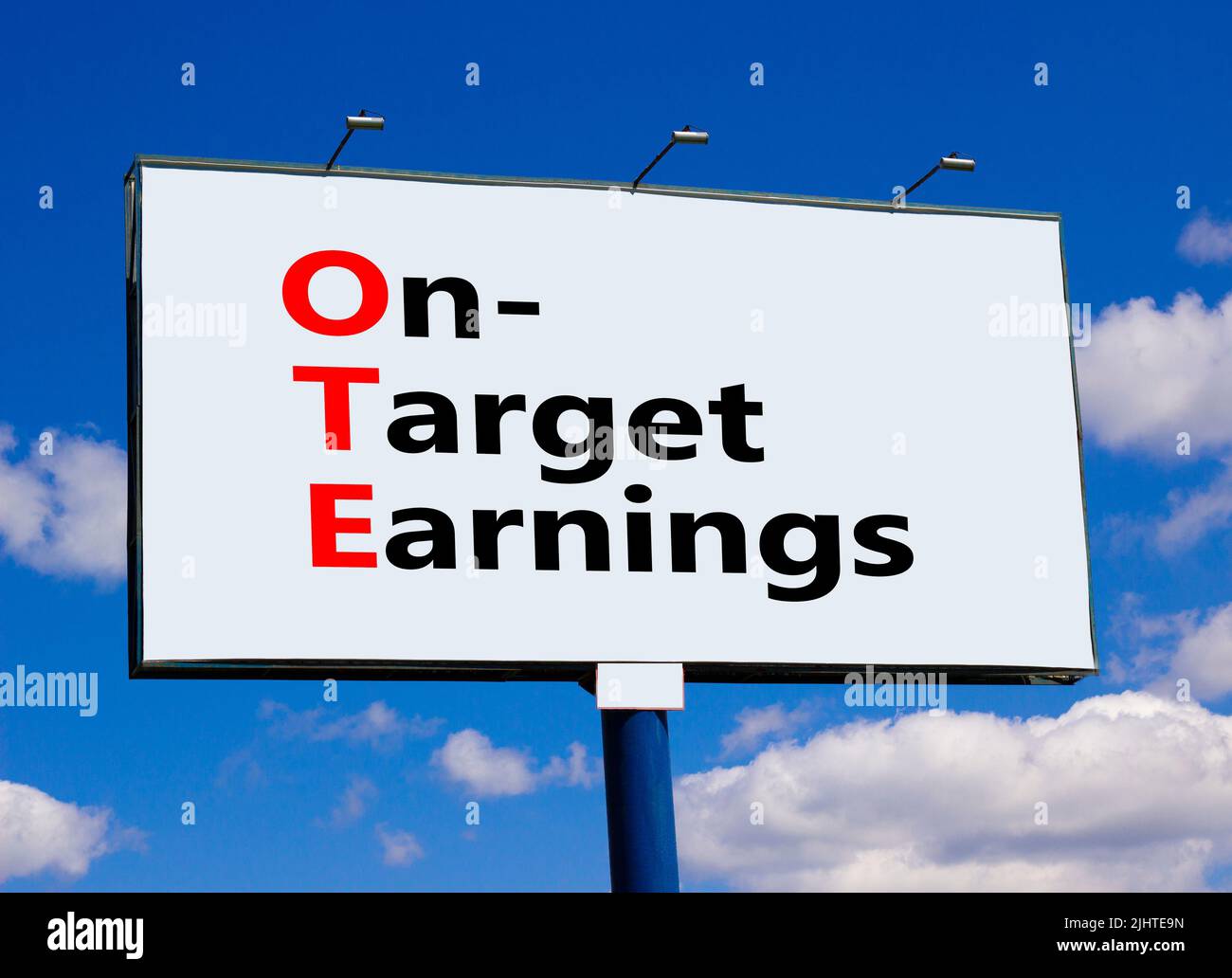 OTE on-target earnings symbol. Concept words OTE on-target earnings on ...