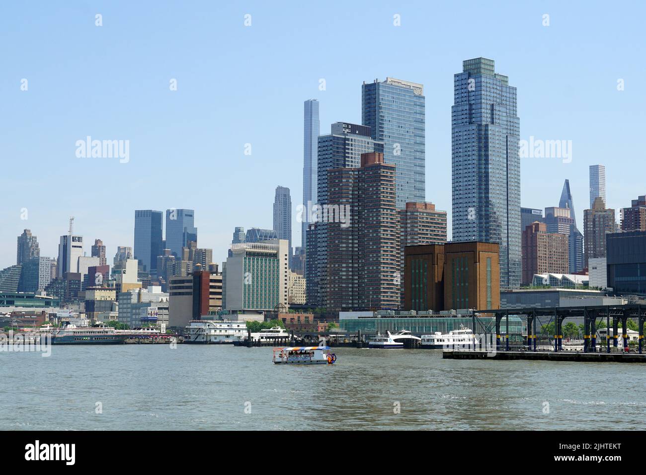View of Manhattan from Hudson river, New York City (NYC), State of New ...