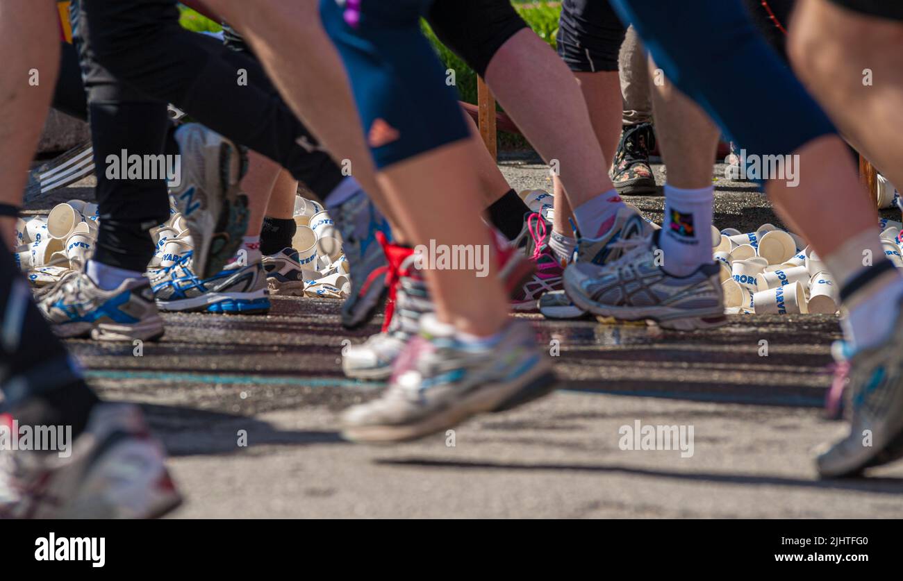 Gothenburg, Sweden - May 12 2012: Feet of runners at the half marathon ...