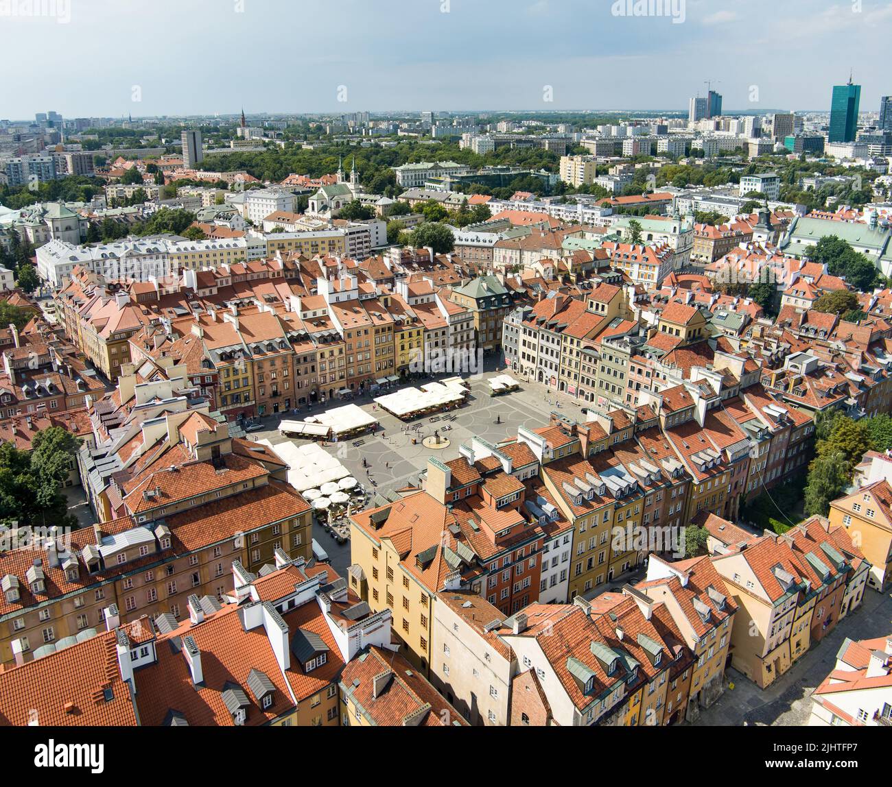 Aerial view of Warsaw's Old Town Market Square, which was completely ...