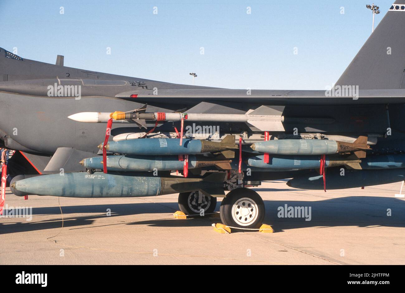 Weapons load on an F-15C at Edwards Air Force Base in California Stock ...