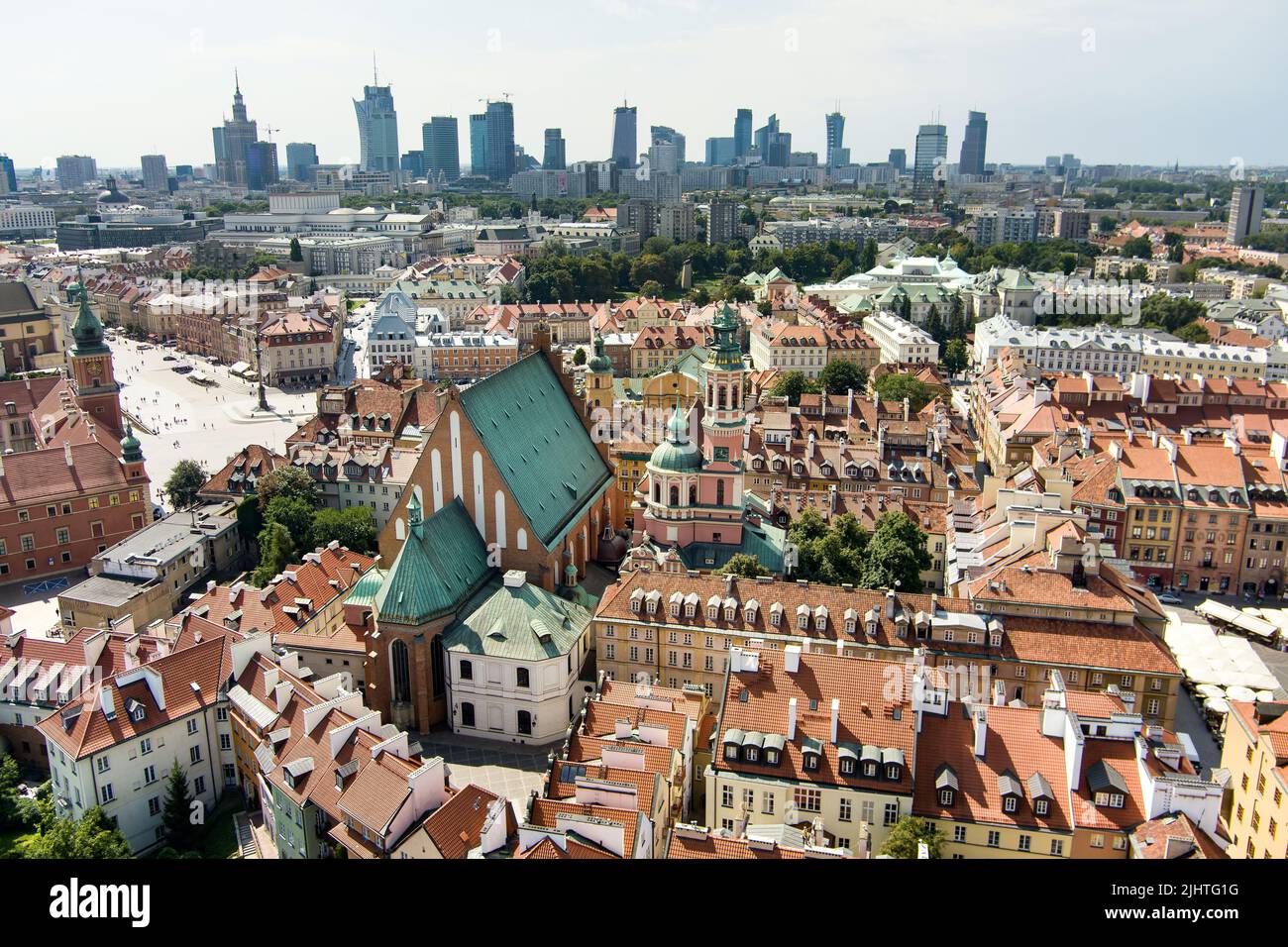 Aerial view of Warsaw's Old Town, which was completely destroyed during ...