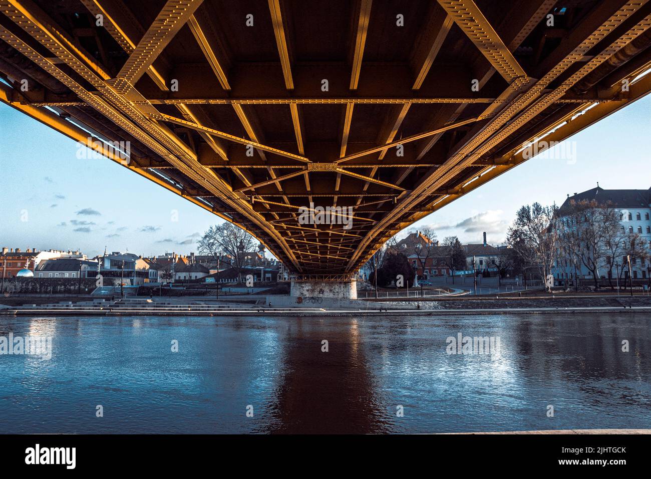 A low angle shot of an under bridge construction Stock Photo - Alamy