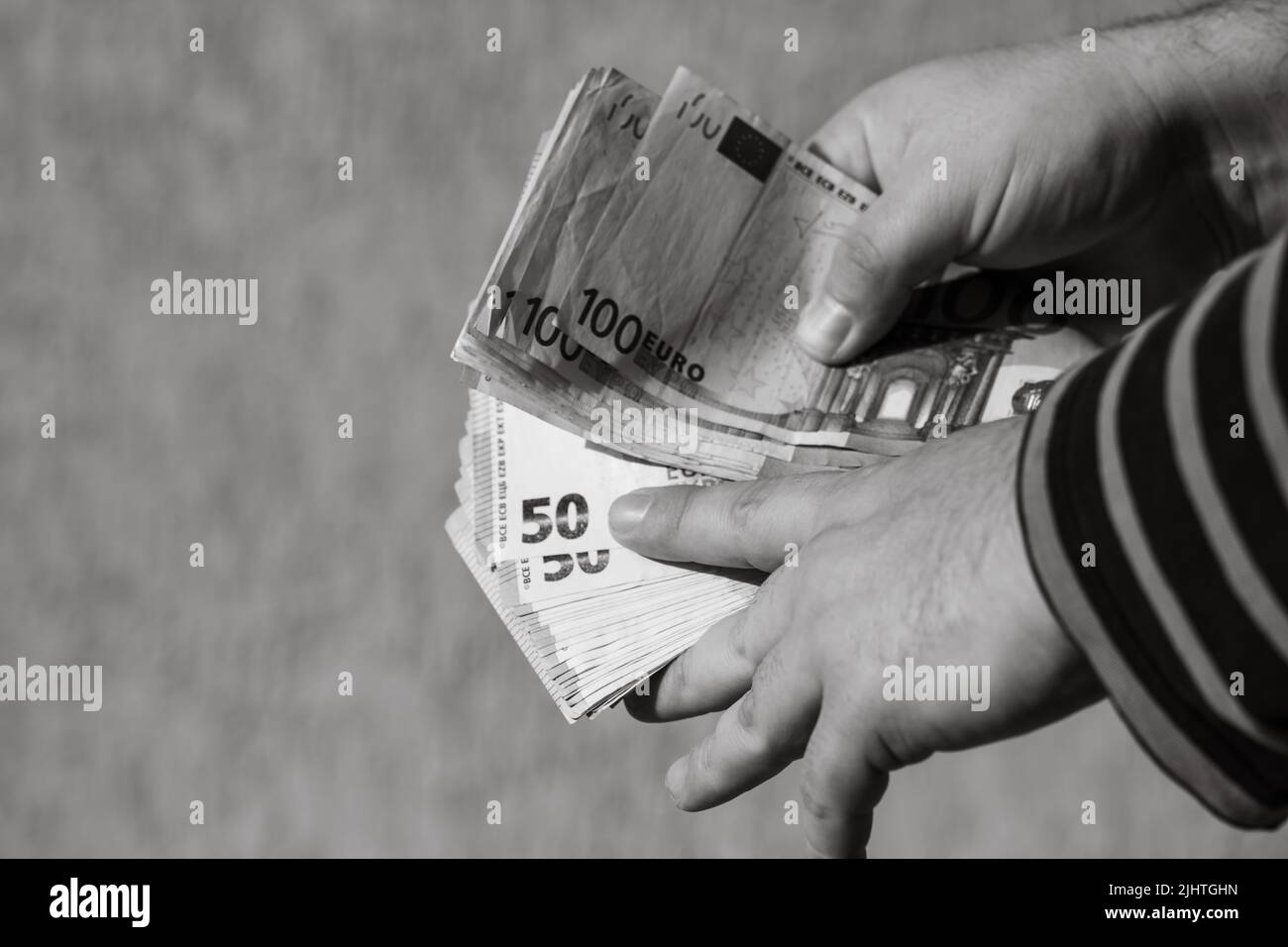 EURO banknote, photo of EUR currency. EUR money inflation in Europe ...