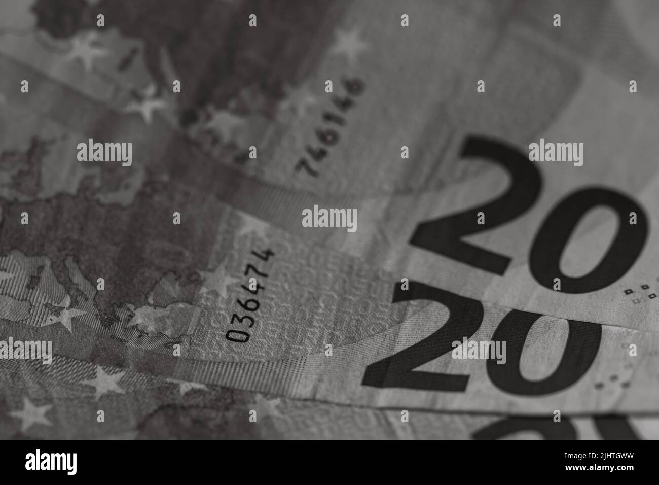 EURO banknote, photo of EUR currency. EUR money inflation in Europe ...