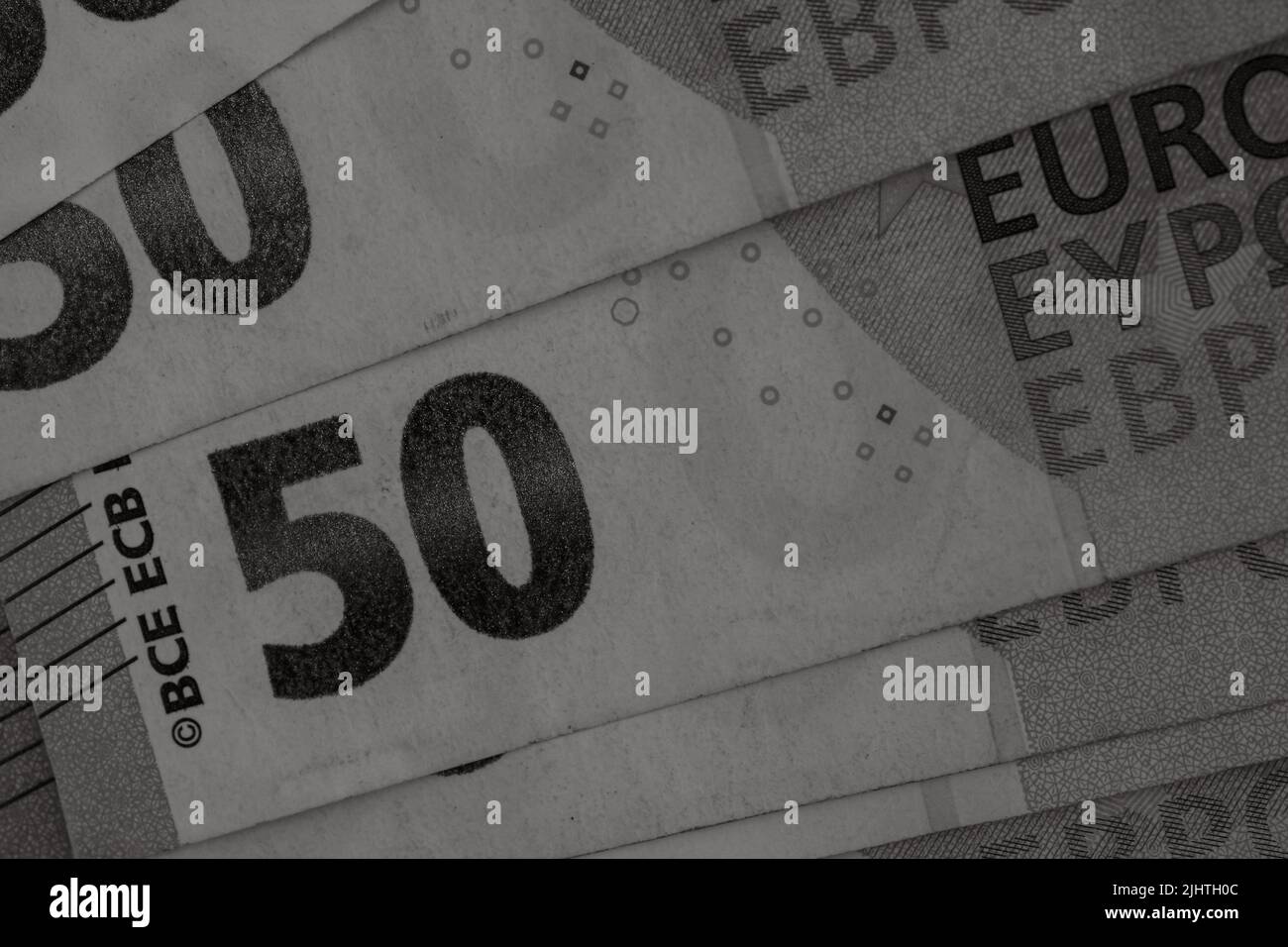 EURO banknote, photo of EUR currency. EUR money inflation in Europe ...