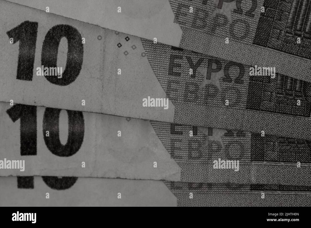 EURO banknote, photo of EUR currency. EUR money inflation in Europe ...