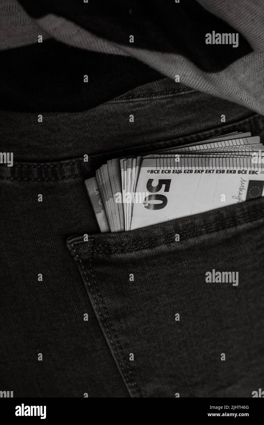 EURO banknote, photo of EUR currency. EUR money inflation in Europe ...