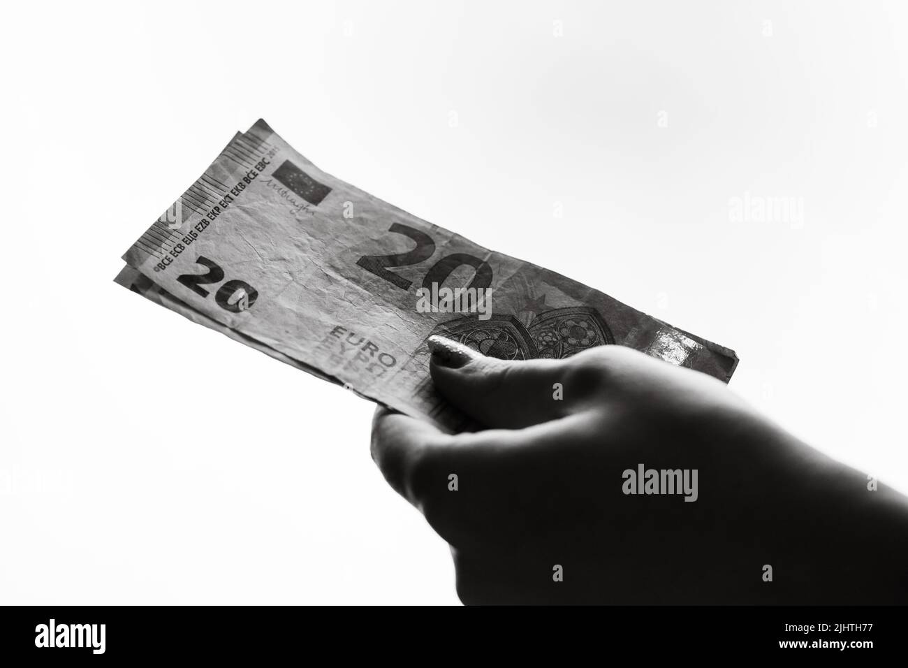 EURO banknote, photo of EUR currency. EUR money inflation in Europe ...