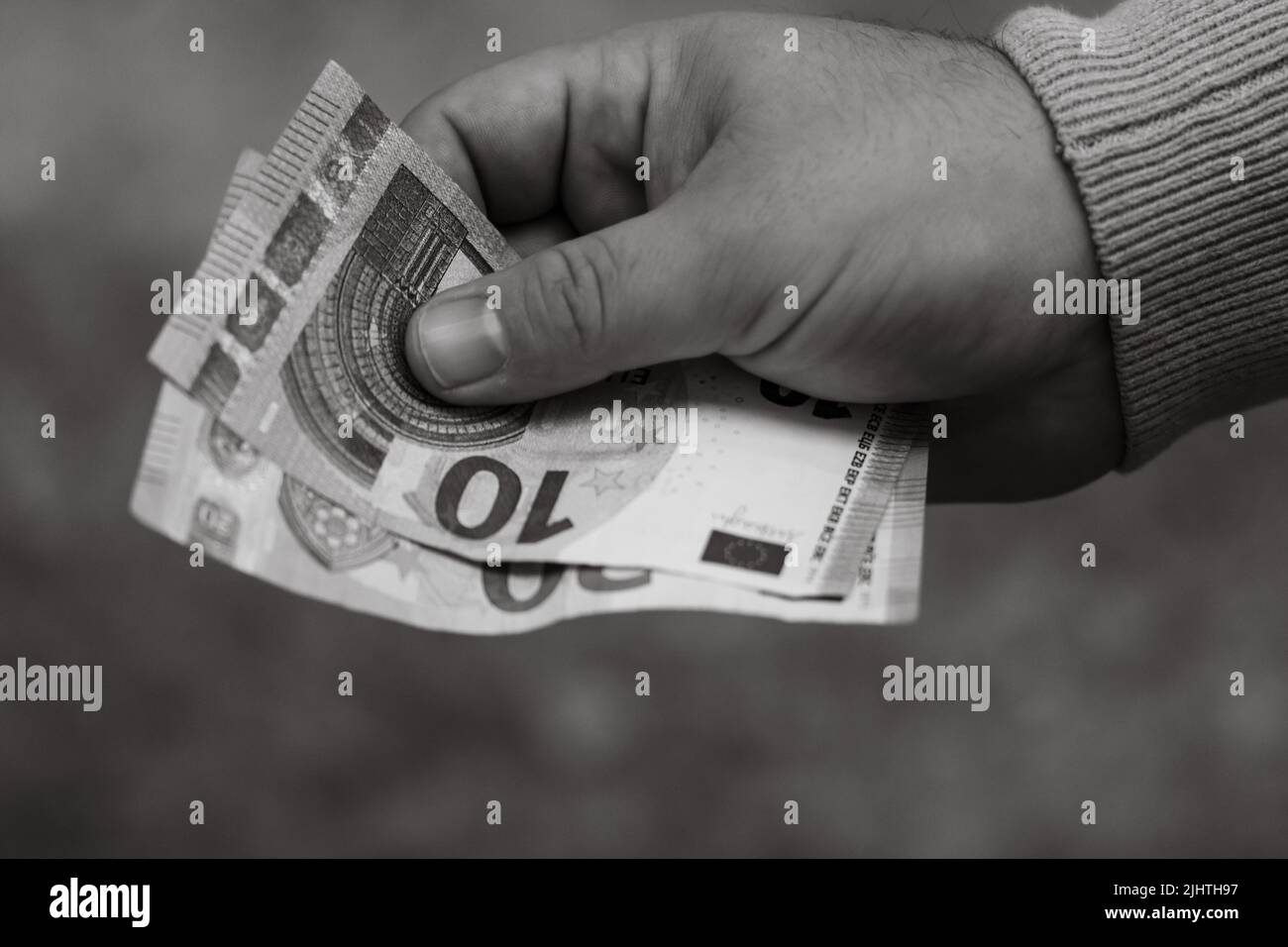 EURO banknote, photo of EUR currency. EUR money inflation in Europe ...