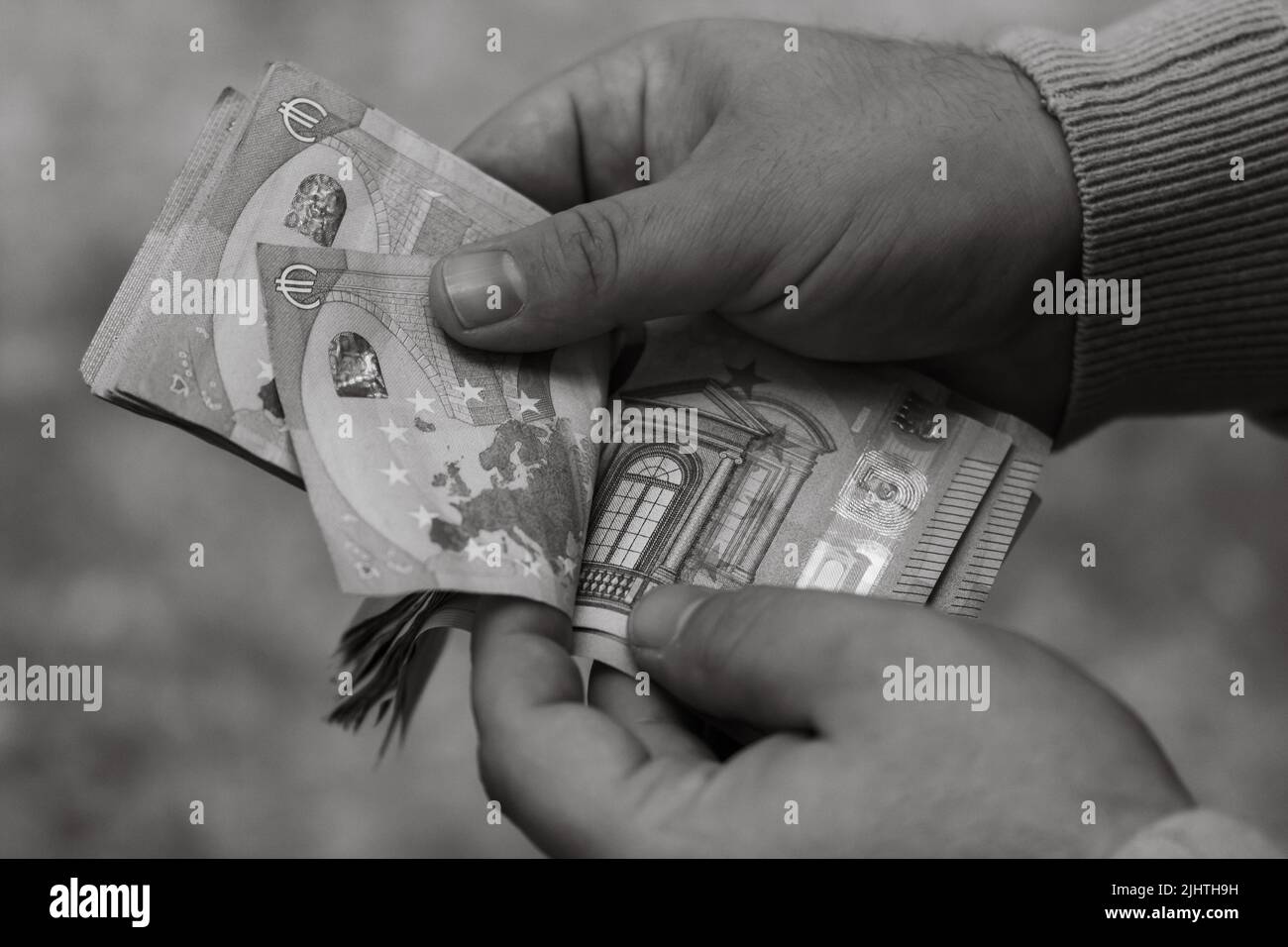 EURO banknote, photo of EUR currency. EUR money inflation in Europe ...