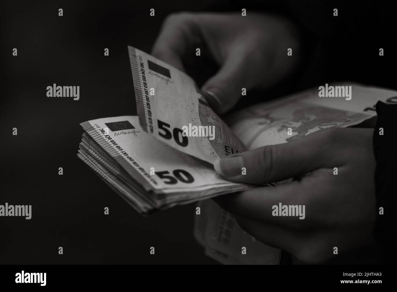 EURO banknote, photo of EUR currency. EUR money inflation in Europe ...