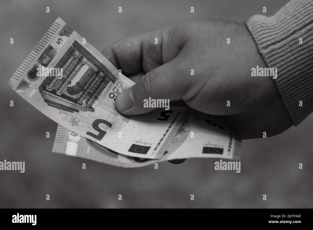 EURO banknote, photo of EUR currency. EUR money inflation in Europe ...