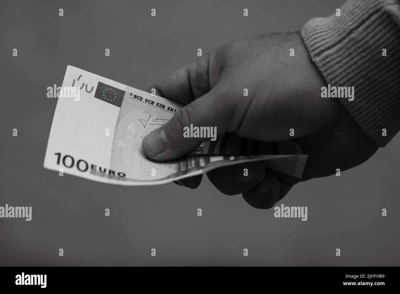 EURO banknote, photo of EUR currency. EUR money inflation in Europe ...