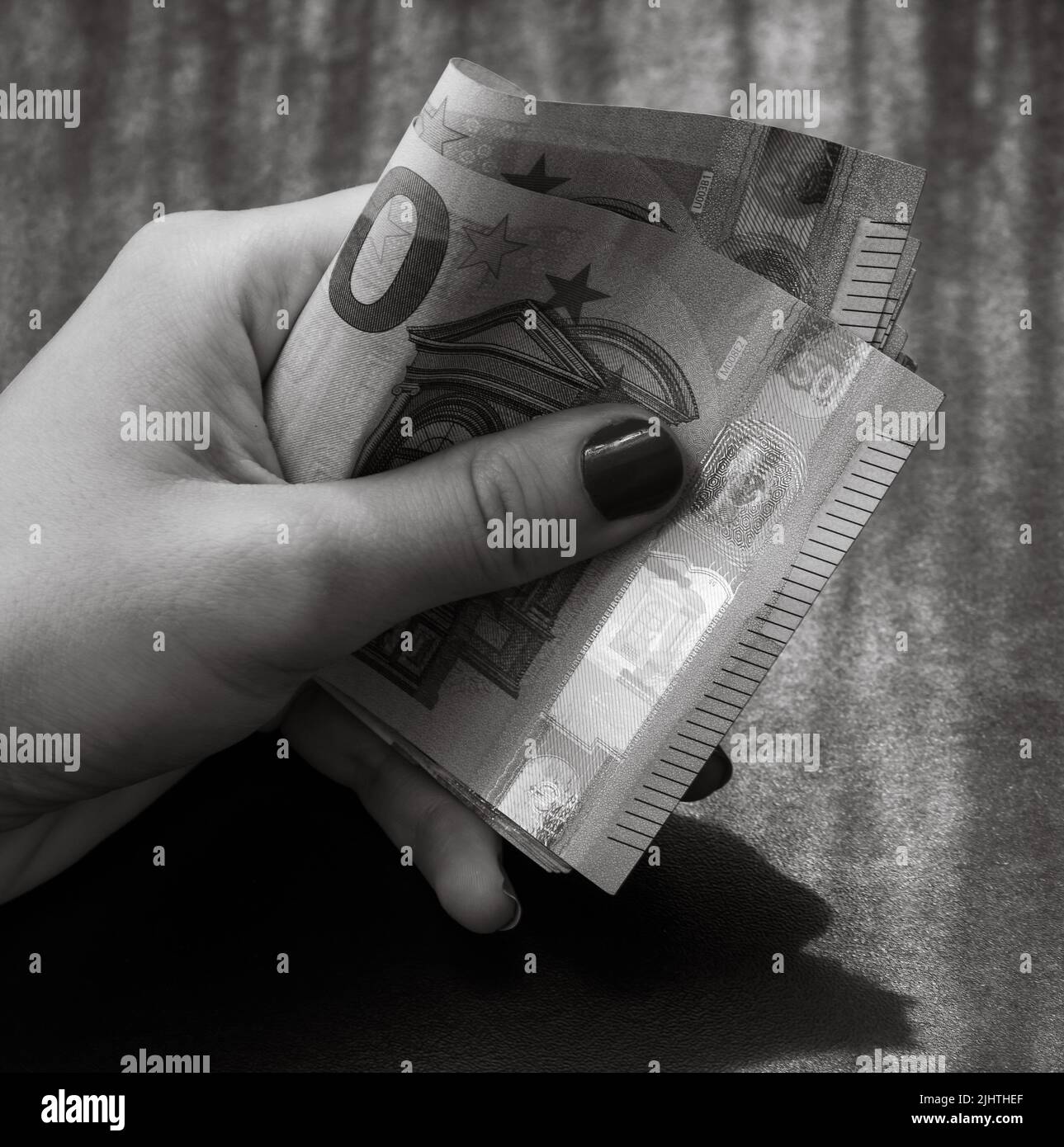 EURO banknote, photo of EUR currency. EUR money inflation in Europe ...