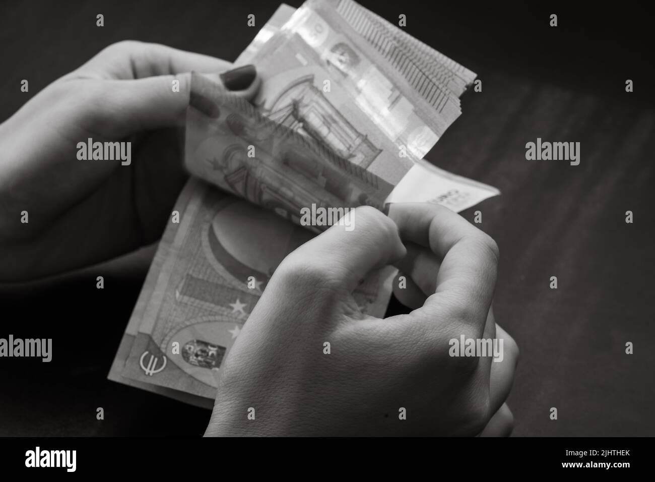 EURO banknote, photo of EUR currency. EUR money inflation in Europe ...