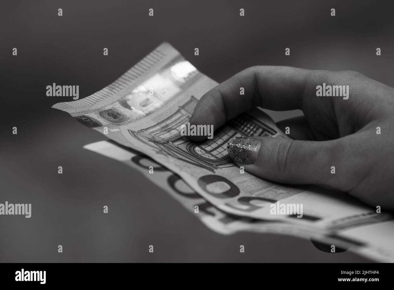 EURO banknote, photo of EUR currency. EUR money inflation in Europe ...