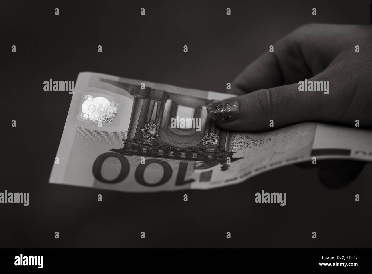 EURO banknote, photo of EUR currency. EUR money inflation in Europe ...