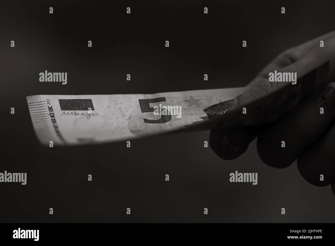 EURO banknote, photo of EUR currency. EUR money inflation in Europe ...